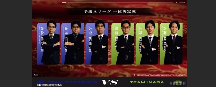 チーム豊島VSチーム稲葉 ABEMAトーナメント2025～予選Aリーグ一位決定戦振り返り～｜将棋コラム｜日本将棋連盟